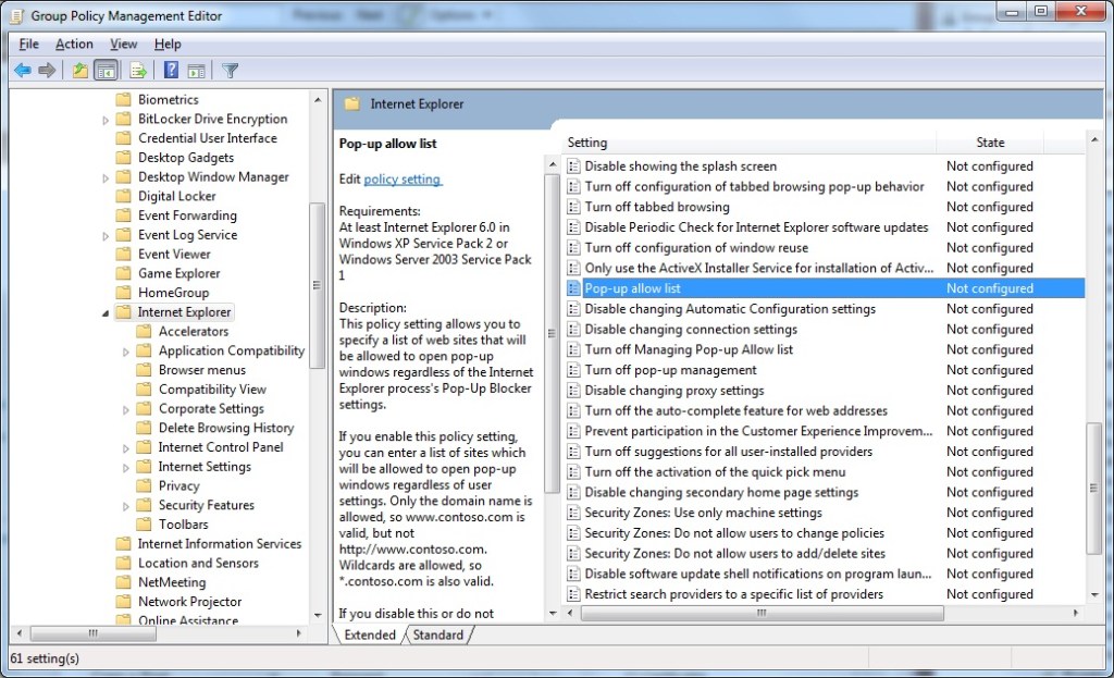 Allow popups from certain websites using a group policy object | oasysadmin